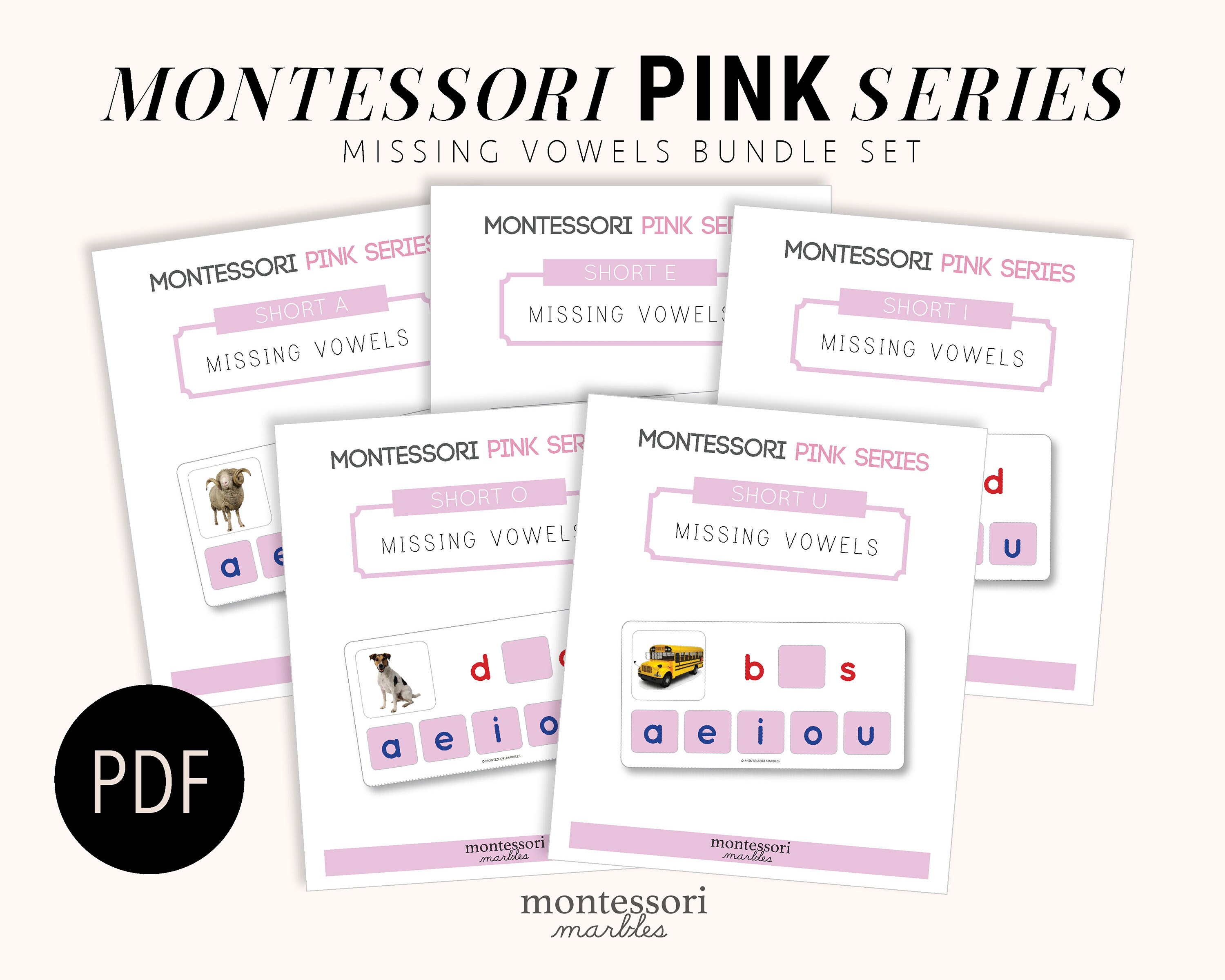 BUNDLE PACK Montessori Pink Series Missing Vowels Cards for - Etsy