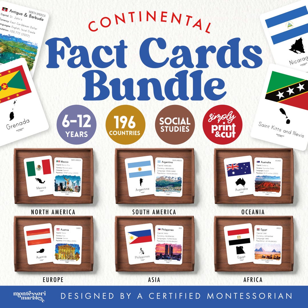 Countries and Flags Flash Cards | Watercolor Landmarks | Montessori ...