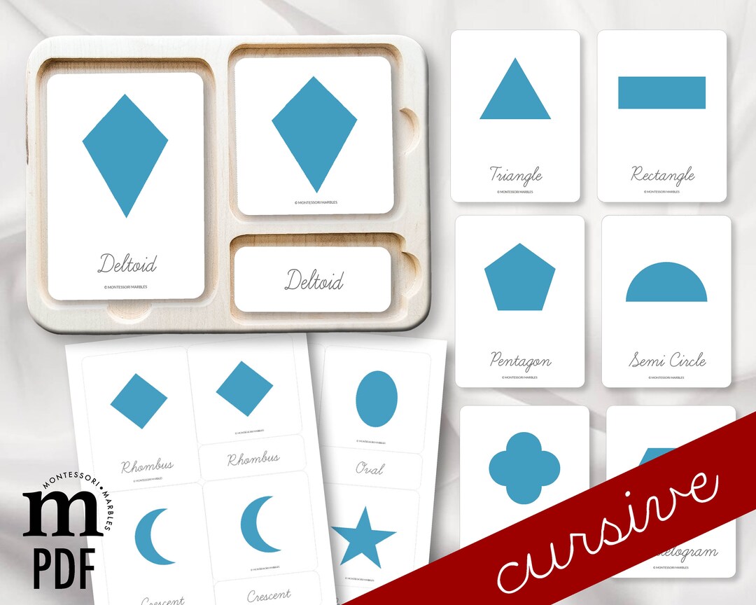 GEOMETRIC SHAPES Montessori Nomenclature Cards in Cursive - Etsy