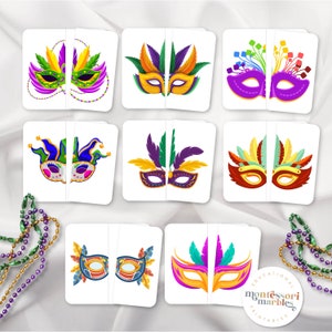 MARDI GRAS Symmetry Matching Puzzle Montessori Inspired Visual Skill ...