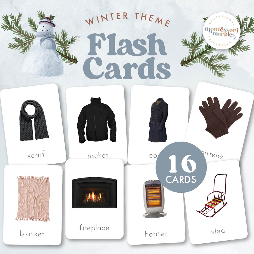 WINTER Flash Cards Winter Vocabulary Builder Montessori Inspired ...
