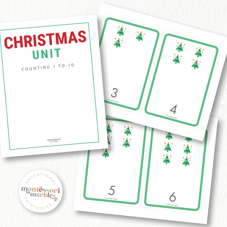 Christmas Counting Cards 1-10 | Montessori Math for Preschool | Holiday ...