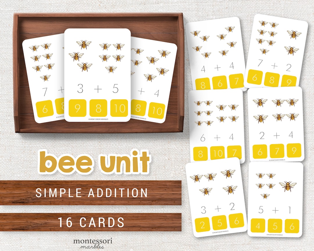 BEE UNIT Addition Clip Cards Simple Addition for - Etsy