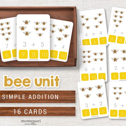BEE UNIT Addition Clip Cards Simple Addition for - Etsy