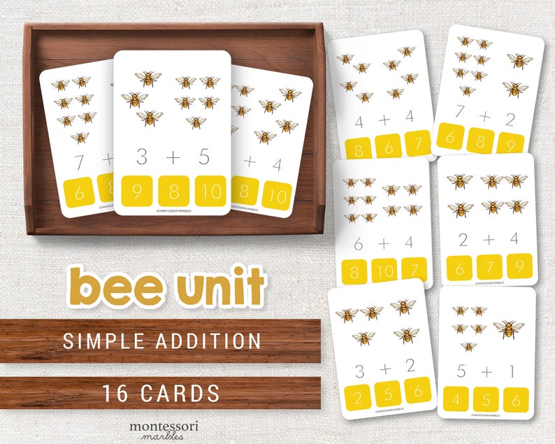 BEE UNIT Addition Clip Cards Simple Addition for - Etsy