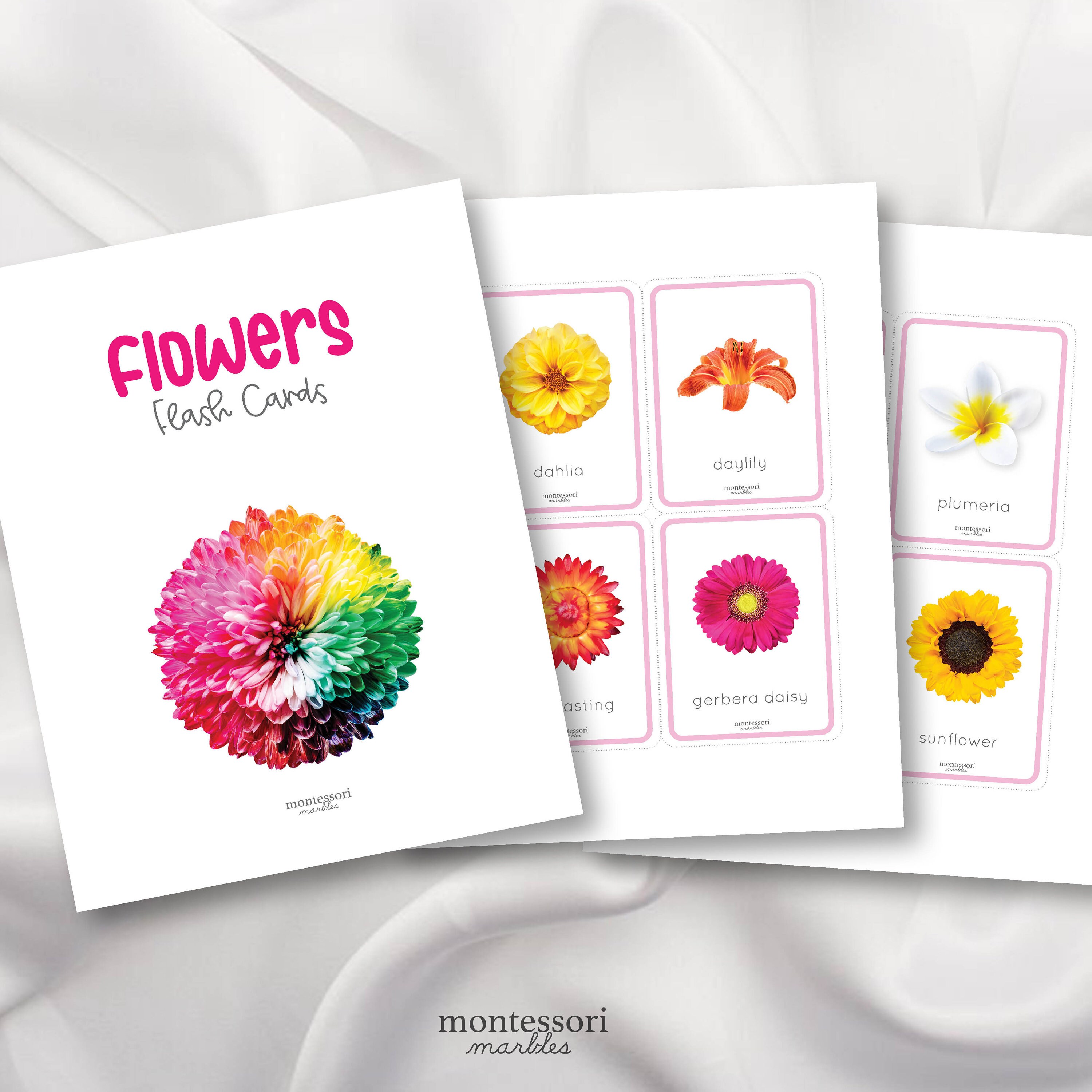 SPRING FLOWERS Flash Cards Montessori Inspired Printable - Etsy