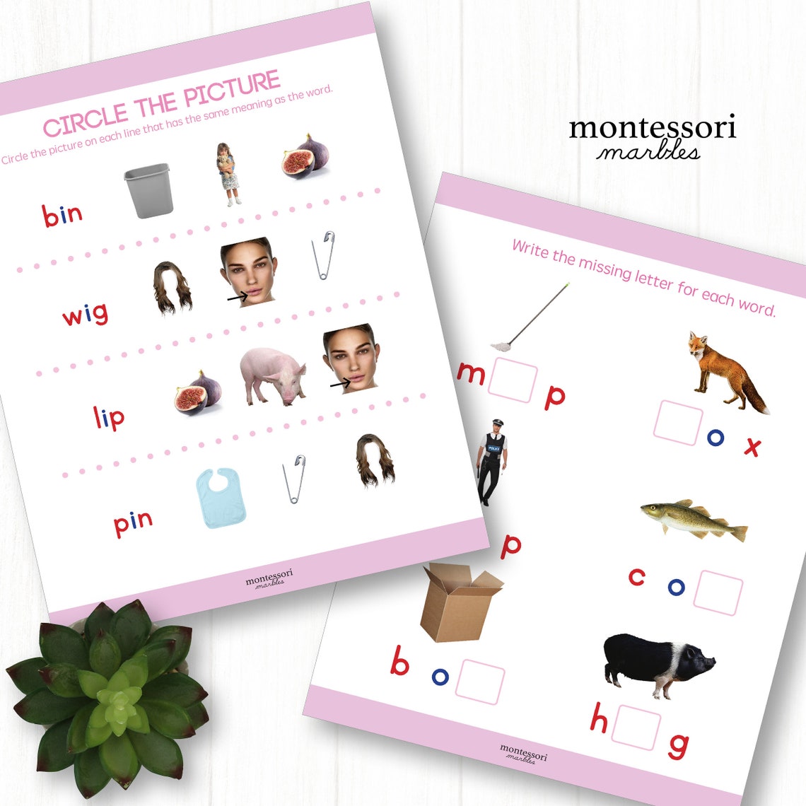 BUNDLE Montessori Pink Series Workbooks Short A E I O U CVC | Etsy