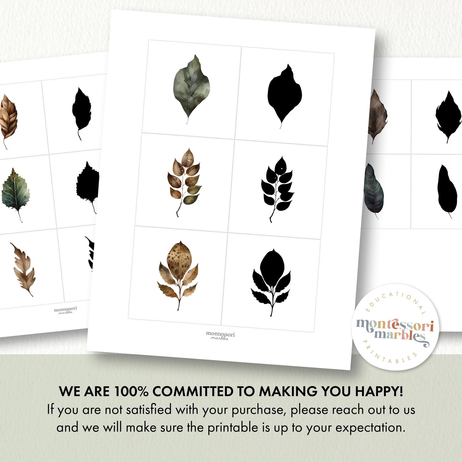 Leaves Shadow Matching Game | Montessori Nature Visual Skills ...
