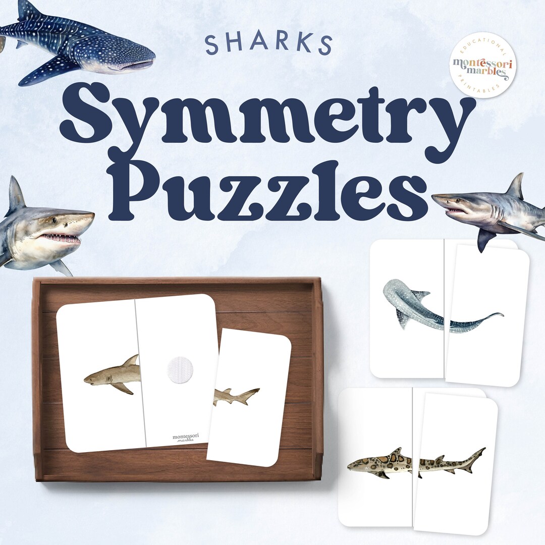 SHARKS Two-piece Puzzles | Montessori Inspired Matching Printable for ...