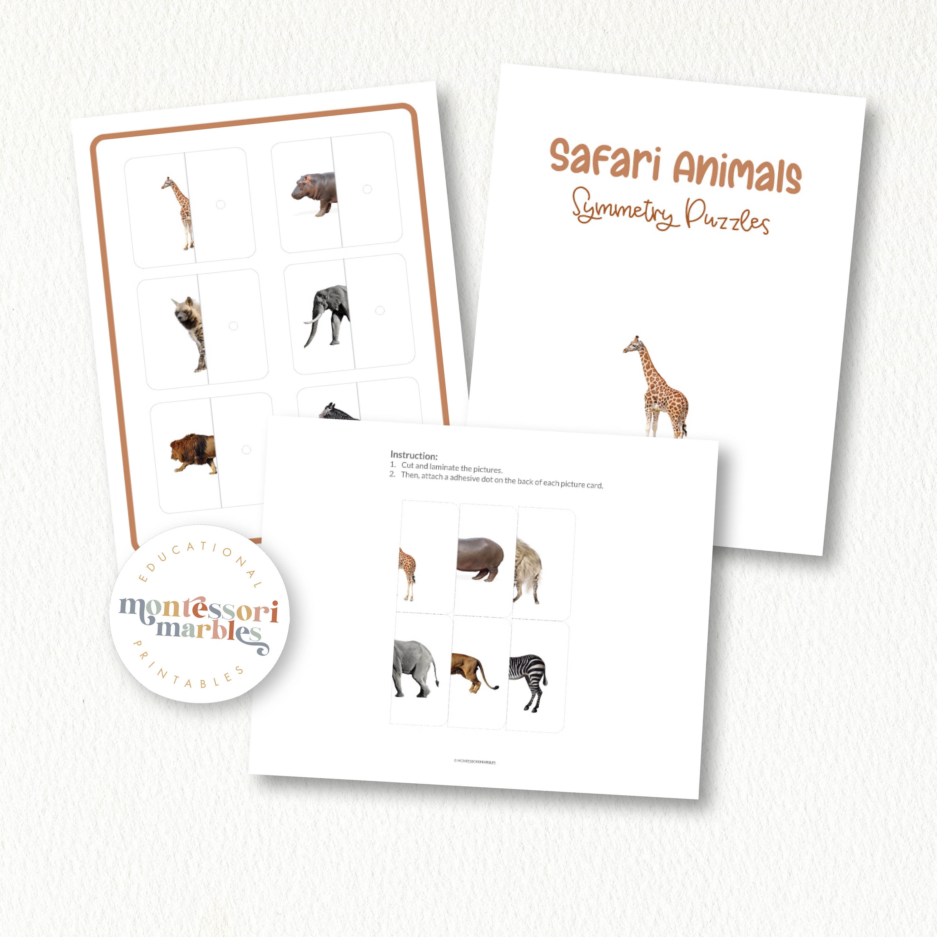 Safari Animals Two-piece Puzzles 8 Sets | Visual Discrimination Ages 3 ...