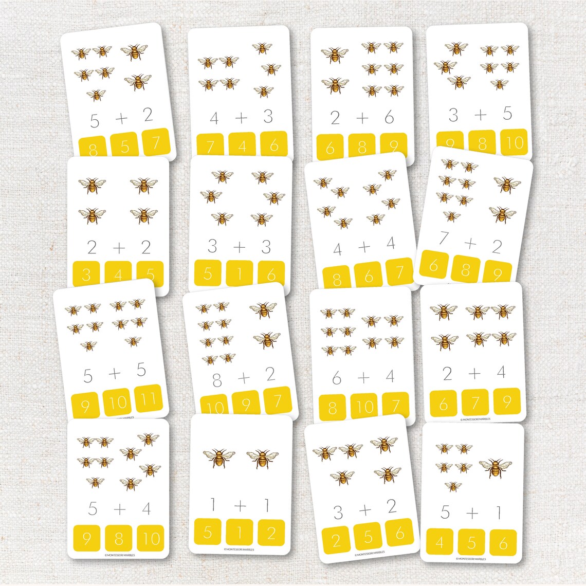 BEE UNIT Addition Clip Cards Simple Addition for - Etsy