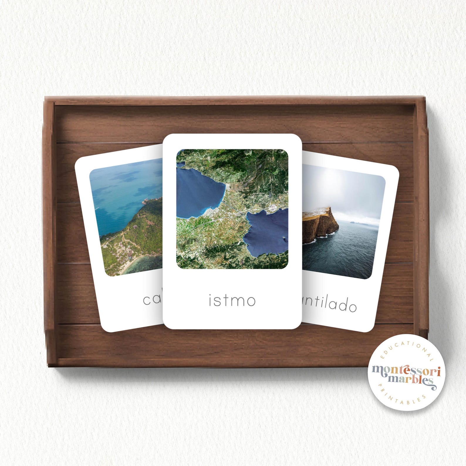 Spanish Landforms Flash Cards | Montessori Geography | Bilingual Earth ...