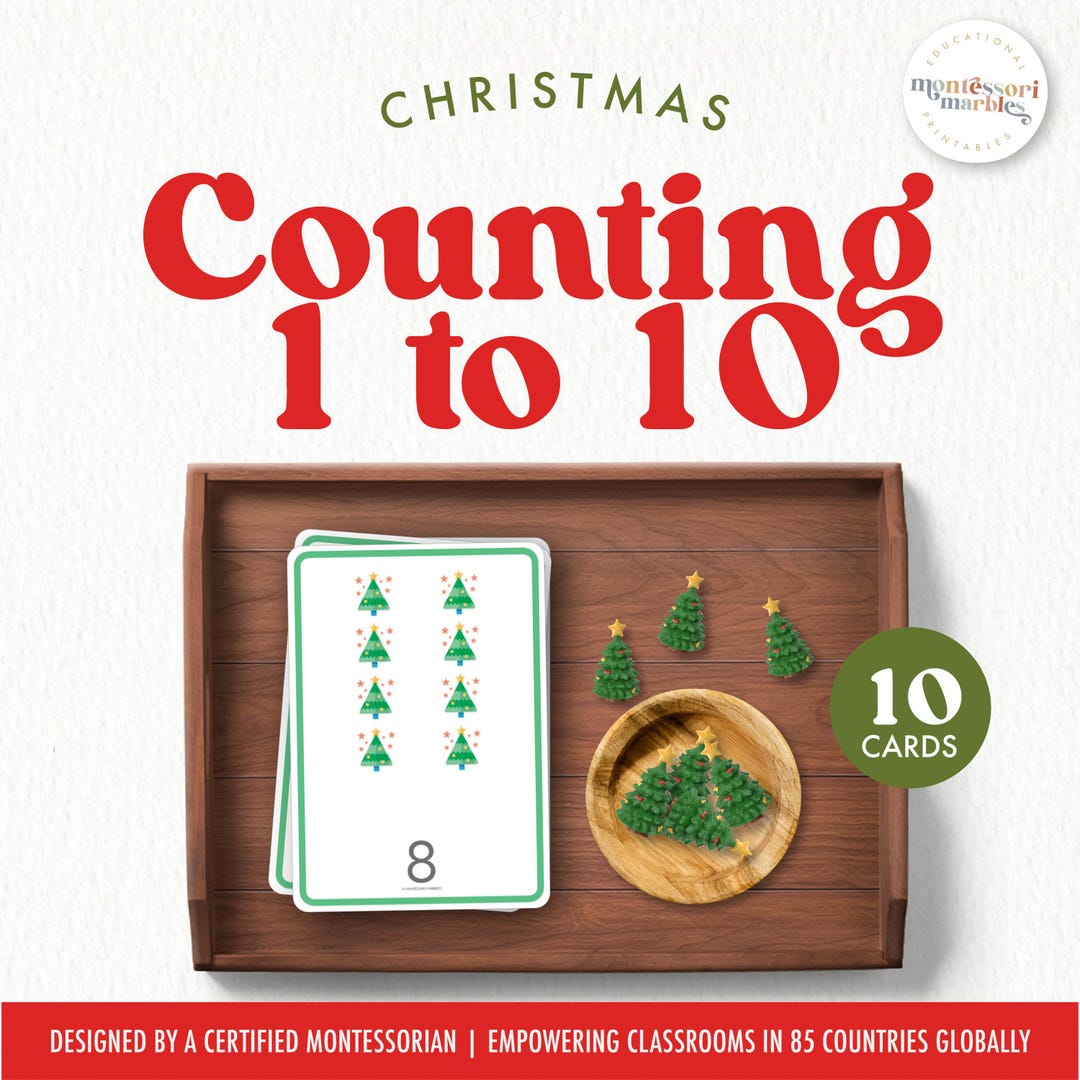 CHRISTMAS Counting Cards, Counter Cards, Count 1 to 10, Preschool Math ...
