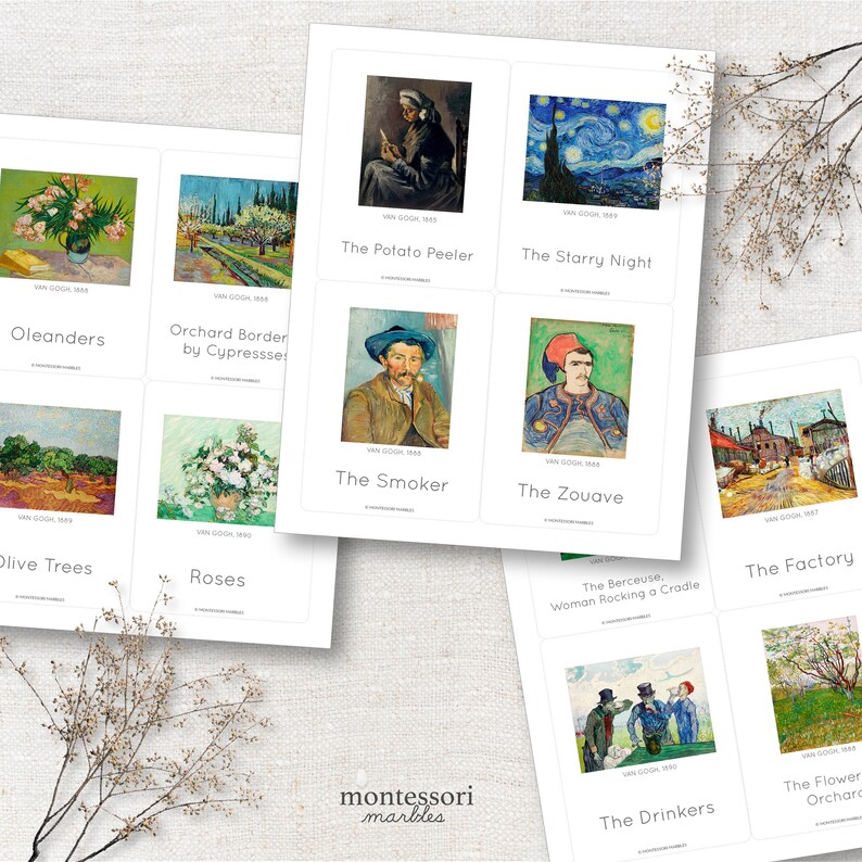 VINCENT VAN GOGH Flash Cards Famous Artists Famous - Etsy