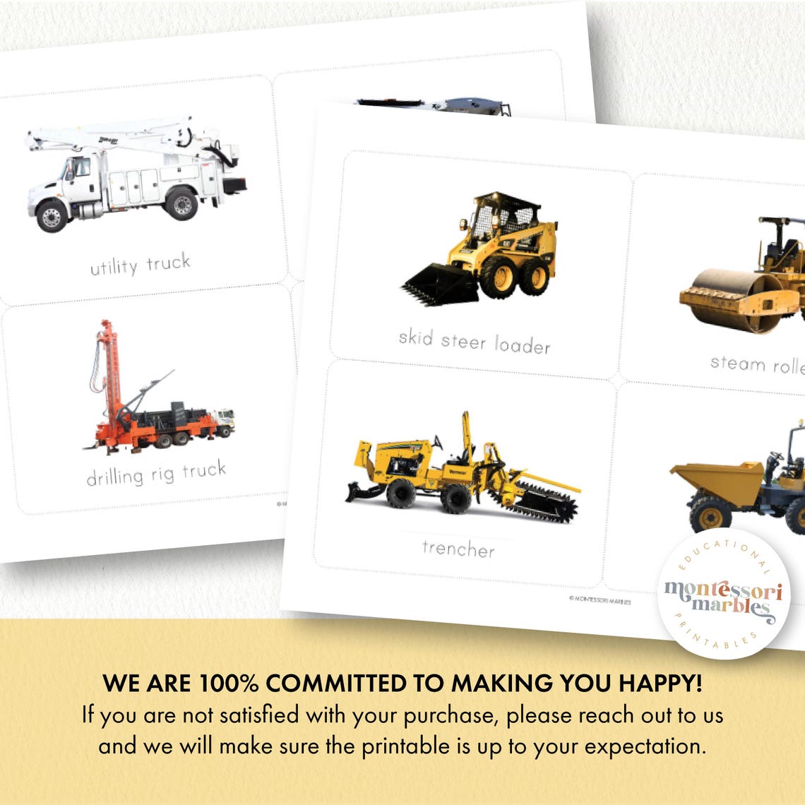 Large Vehicles Flash Cards | Construction & Public Service Trucks ...