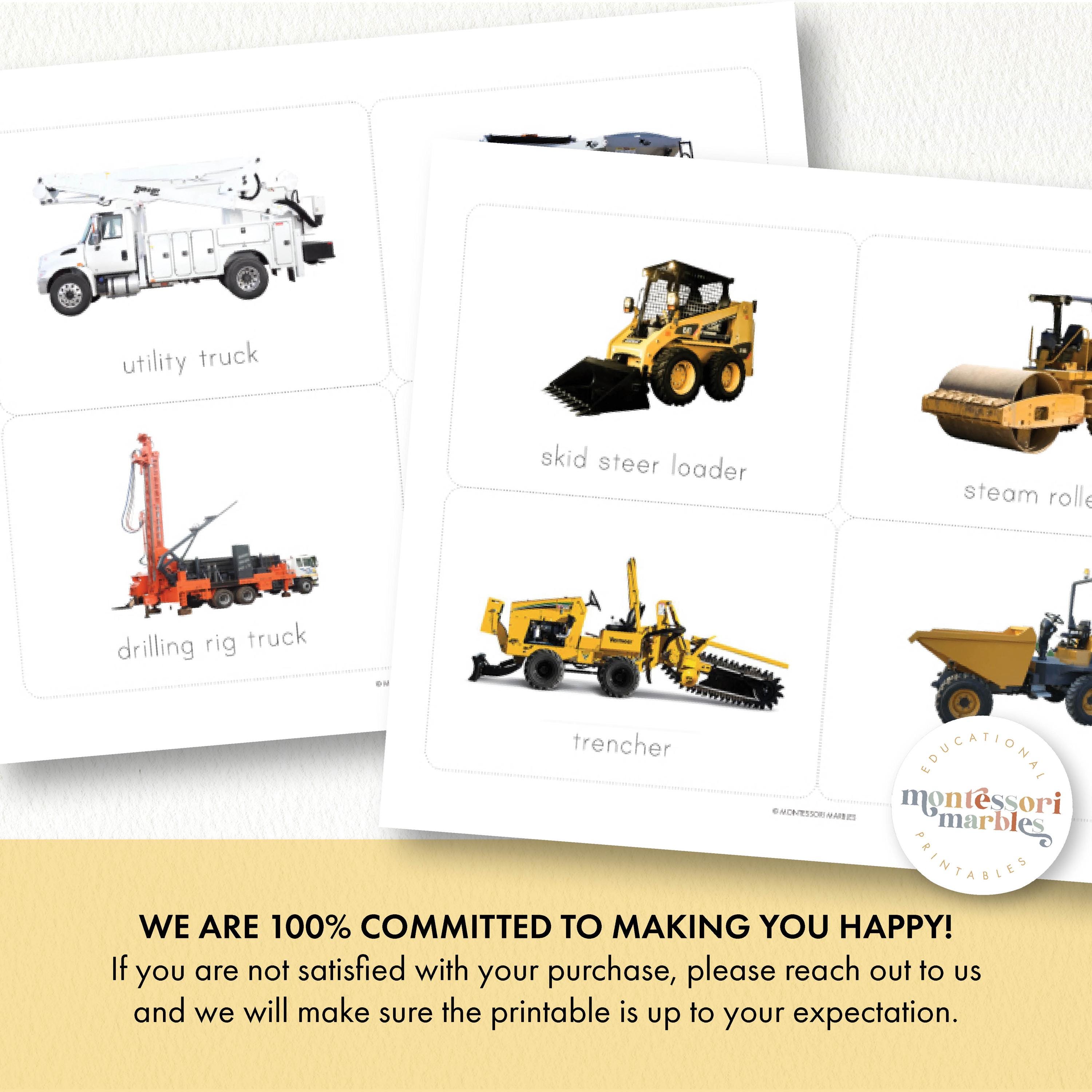 Large Vehicles Flash Cards | Construction & Public Service Trucks ...