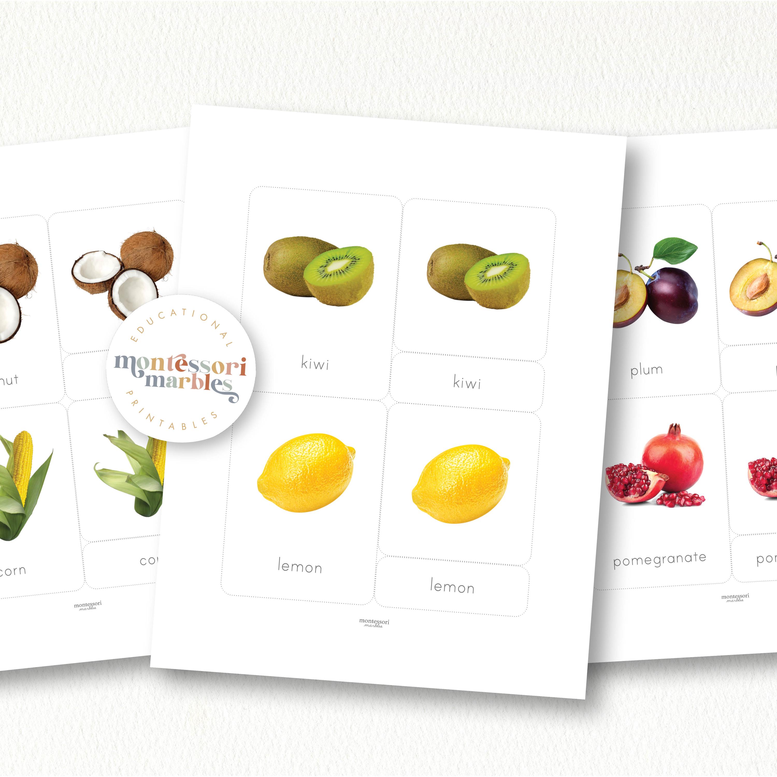 Fruits 3-part Cards | Montessori Real Picture Learning | Fruits Study ...