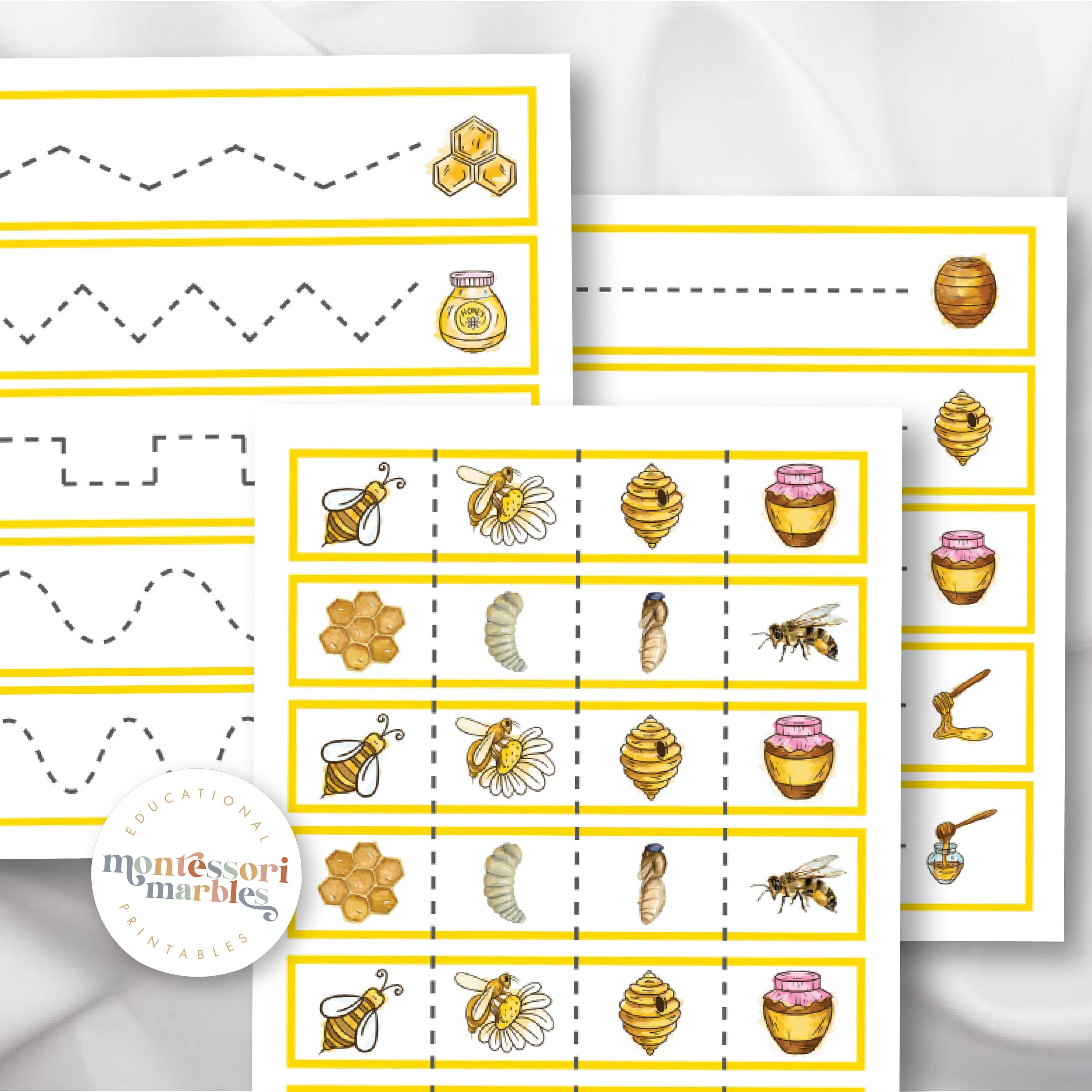 Bee Cutting Strips | Montessori Fine Motor Practice | Insect Theme ...