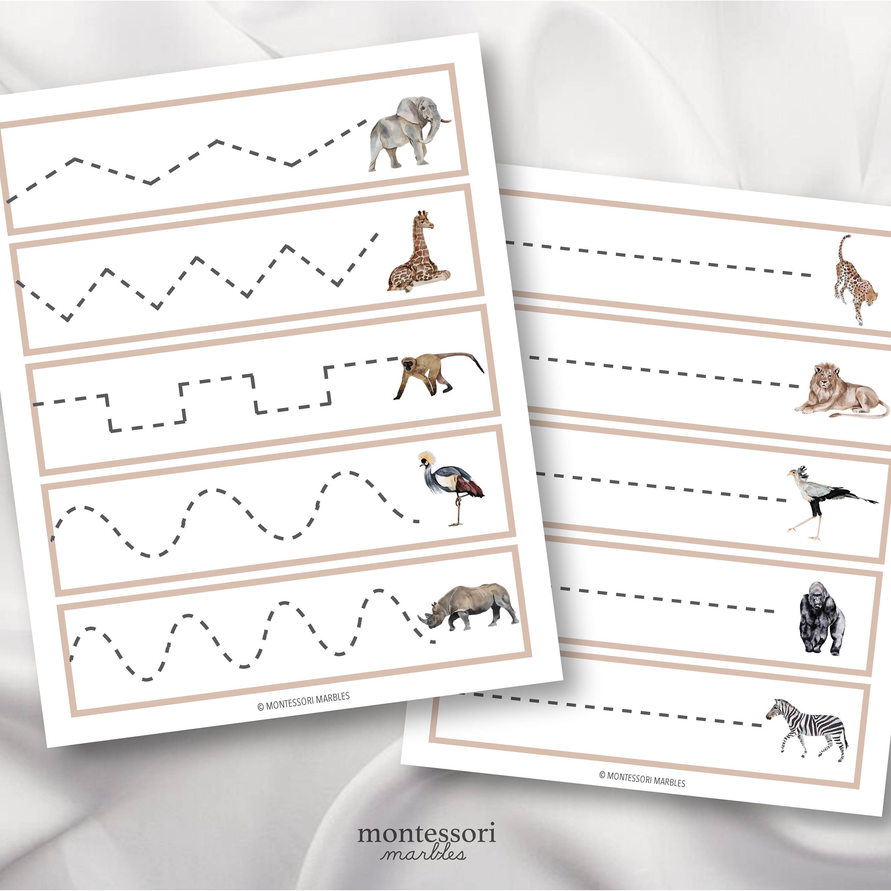 SAFARI ANIMALS Cutting Strips for Scissors Skills Montessori - Etsy