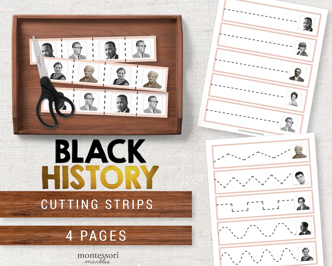 BLACK HISTORY MONTH Cutting Strips for Montessori Toddler | Etsy