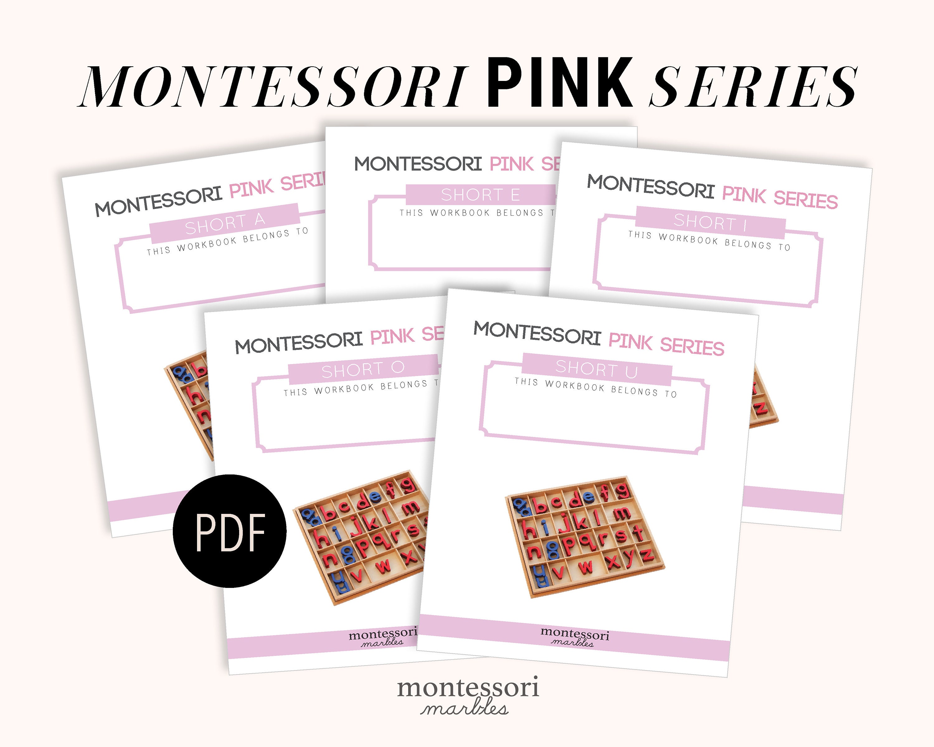 BUNDLE Montessori Pink Series Workbooks Short A E I O U CVC | Etsy