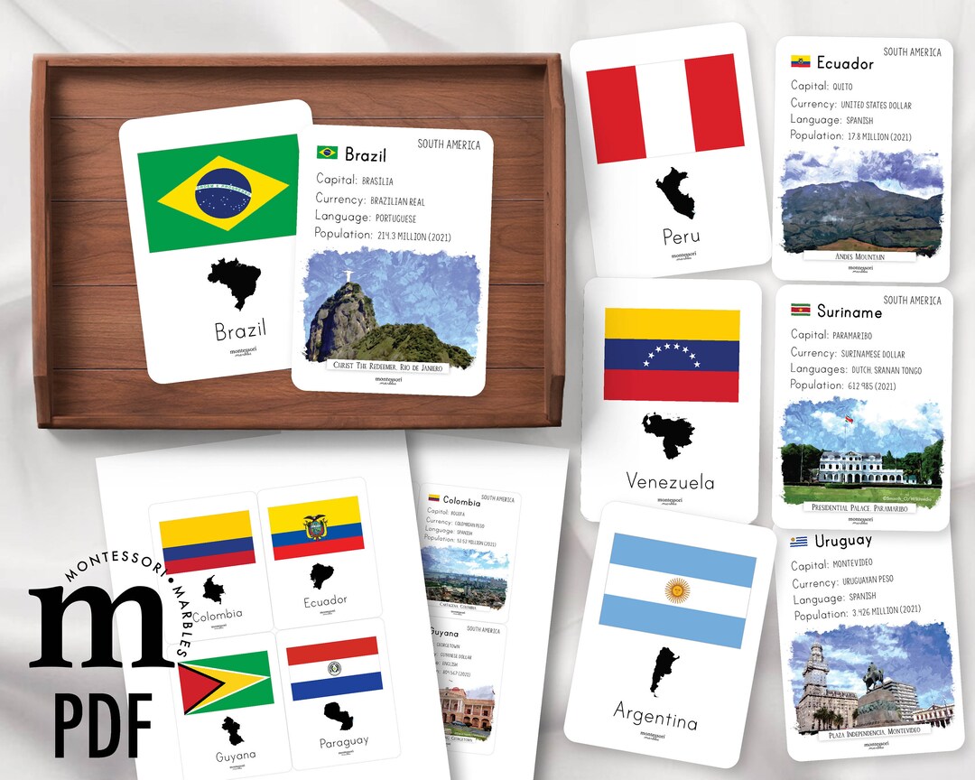 SOUTH AMERICA Fact Cards With Watercolor Painting Montessori - Etsy