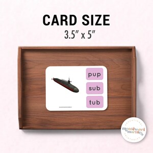 Montessori Pink Series Name the Objects SHORT U Flash Card Printable ...