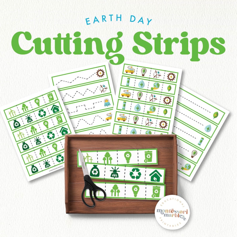 Earth Day Cutting Strips: Fine Motor Skills Activity (printable) - Etsy