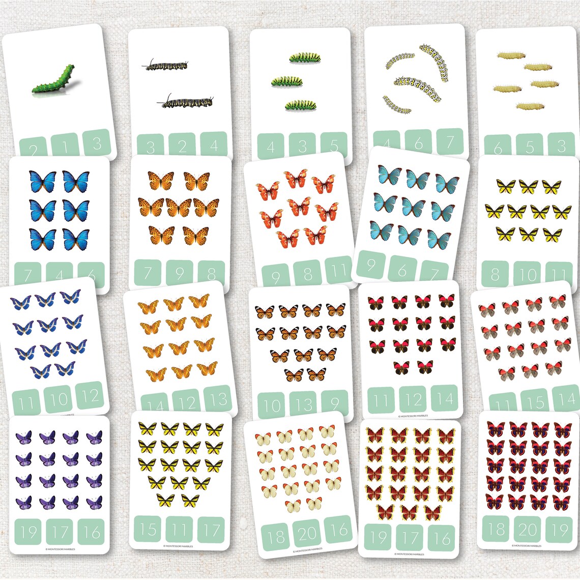 BUTTERFLY Counting 1 to 20 Kindergarten Math Learn to Count - Etsy