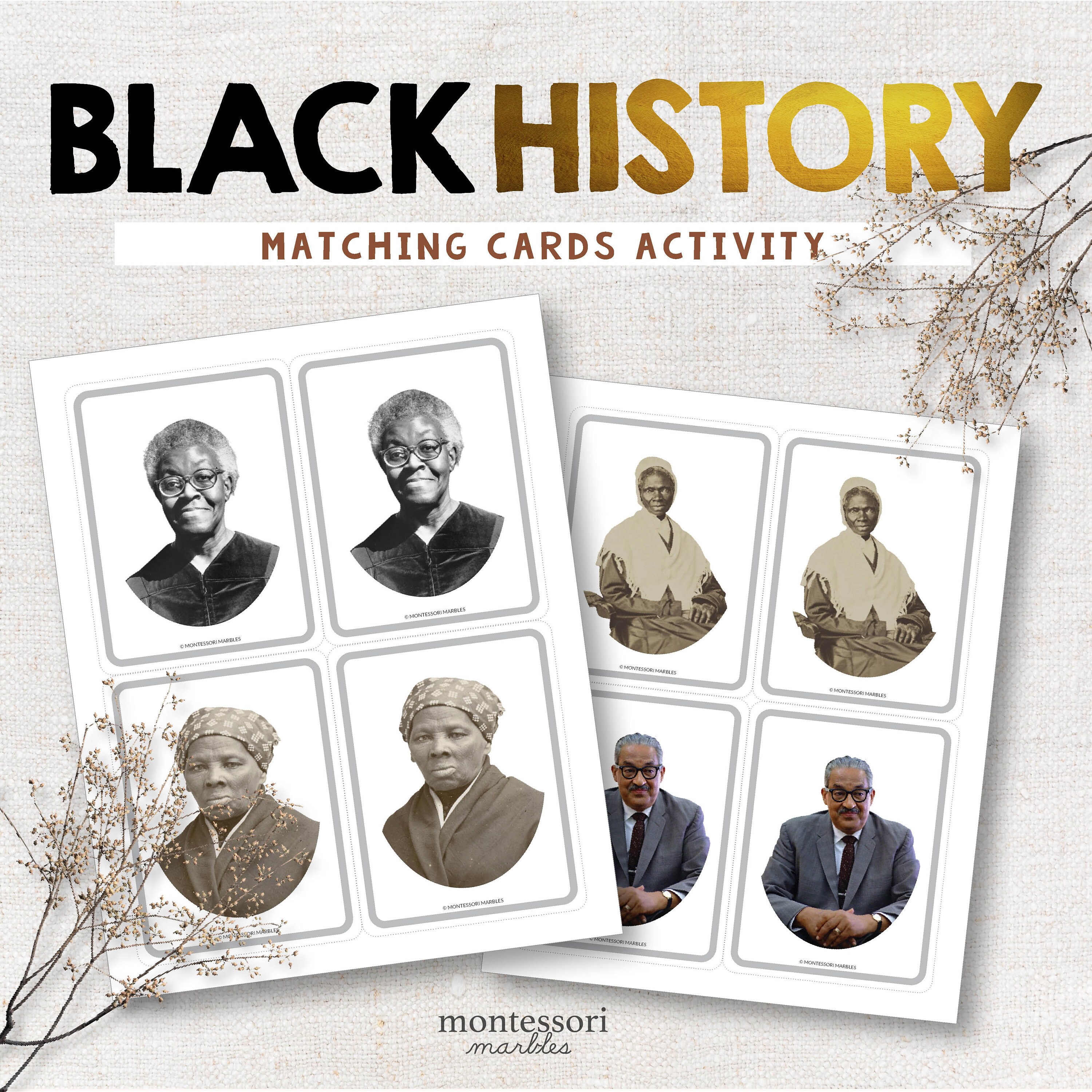 BLACK HISTORY MONTH Matching Picture Cards of Famous African | Etsy