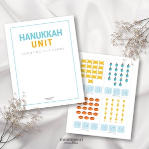 HANUKKAH Counting Flash Cards, Montessori Math Prek Clip Card Activity ...