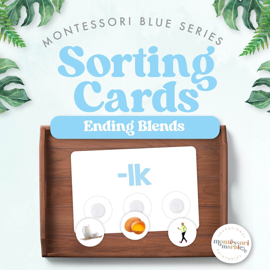 BLUE SERIES Ending Blends Sorting Cards | Montessori Language Activity ...