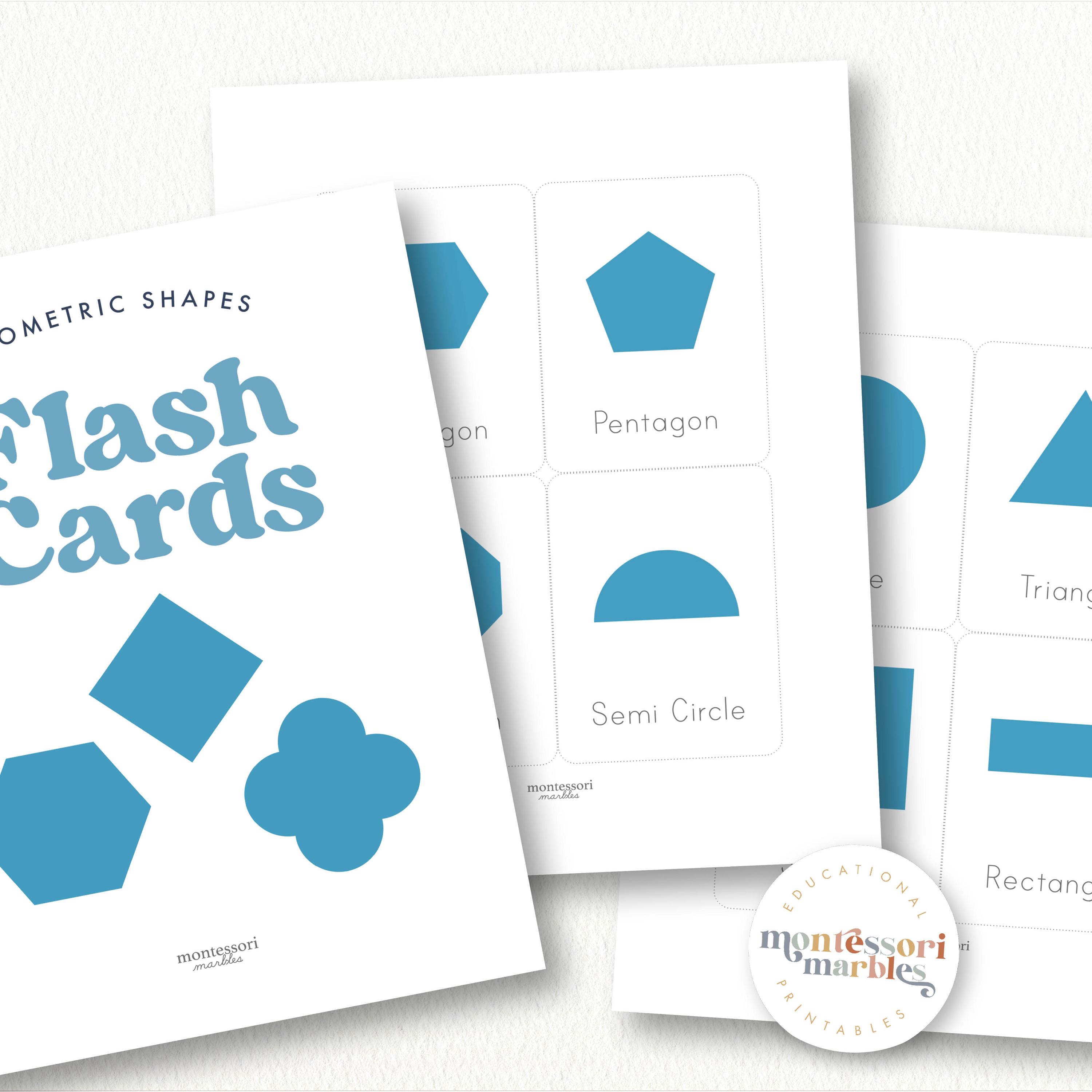 Shapes Flash Cards | 16 Geometric Shapes | Montessori Math Vocabulary ...