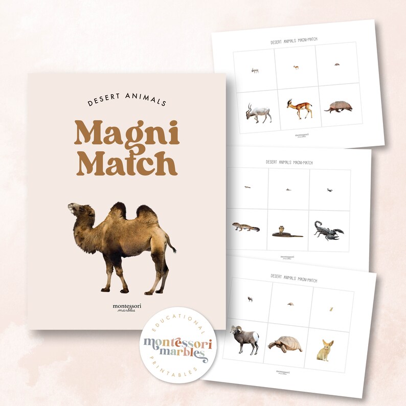 DESERT ANIMALS Magnifying Matching Game Montessori at Home Using ...