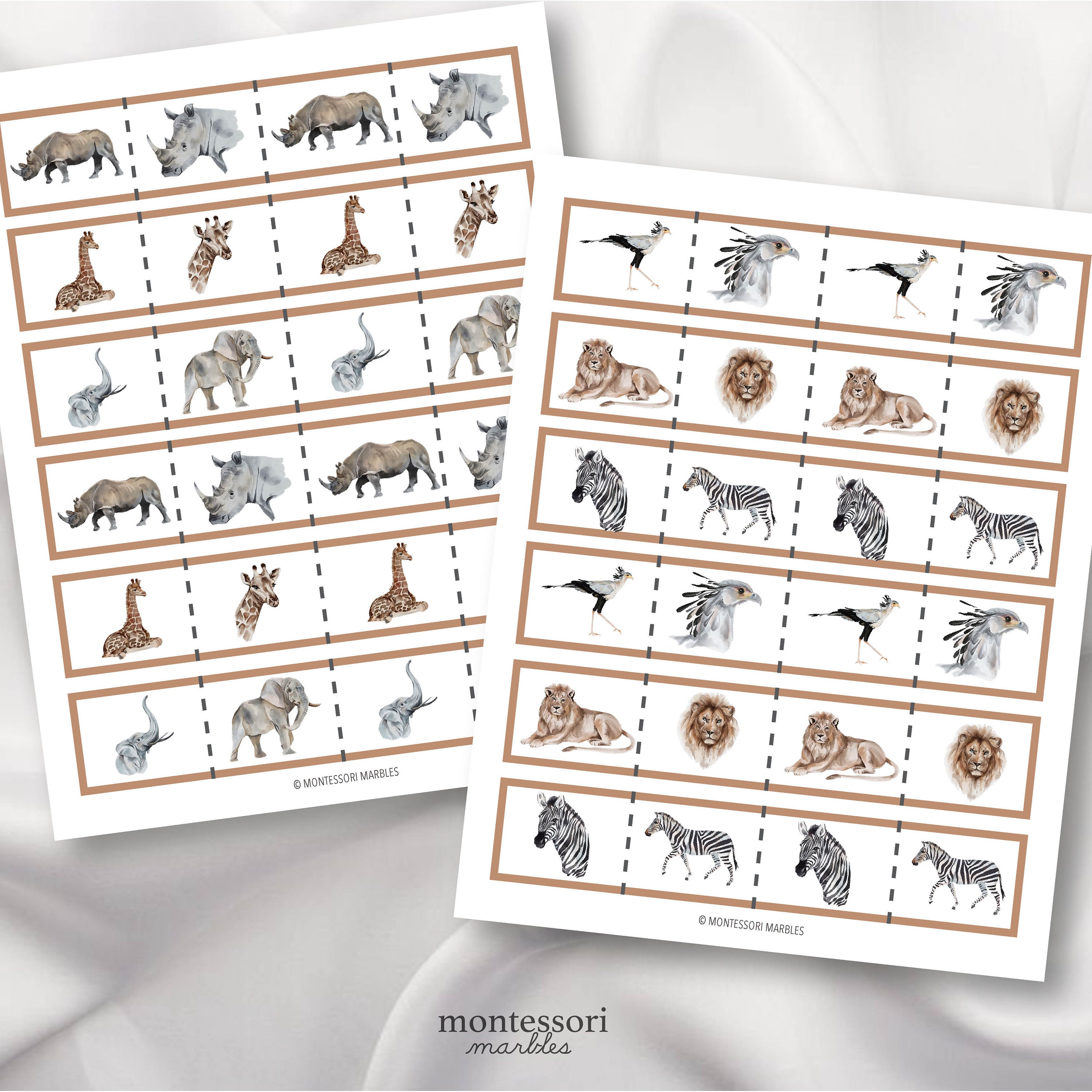 SAFARI ANIMALS Cutting Strips for Scissors Skills Montessori - Etsy