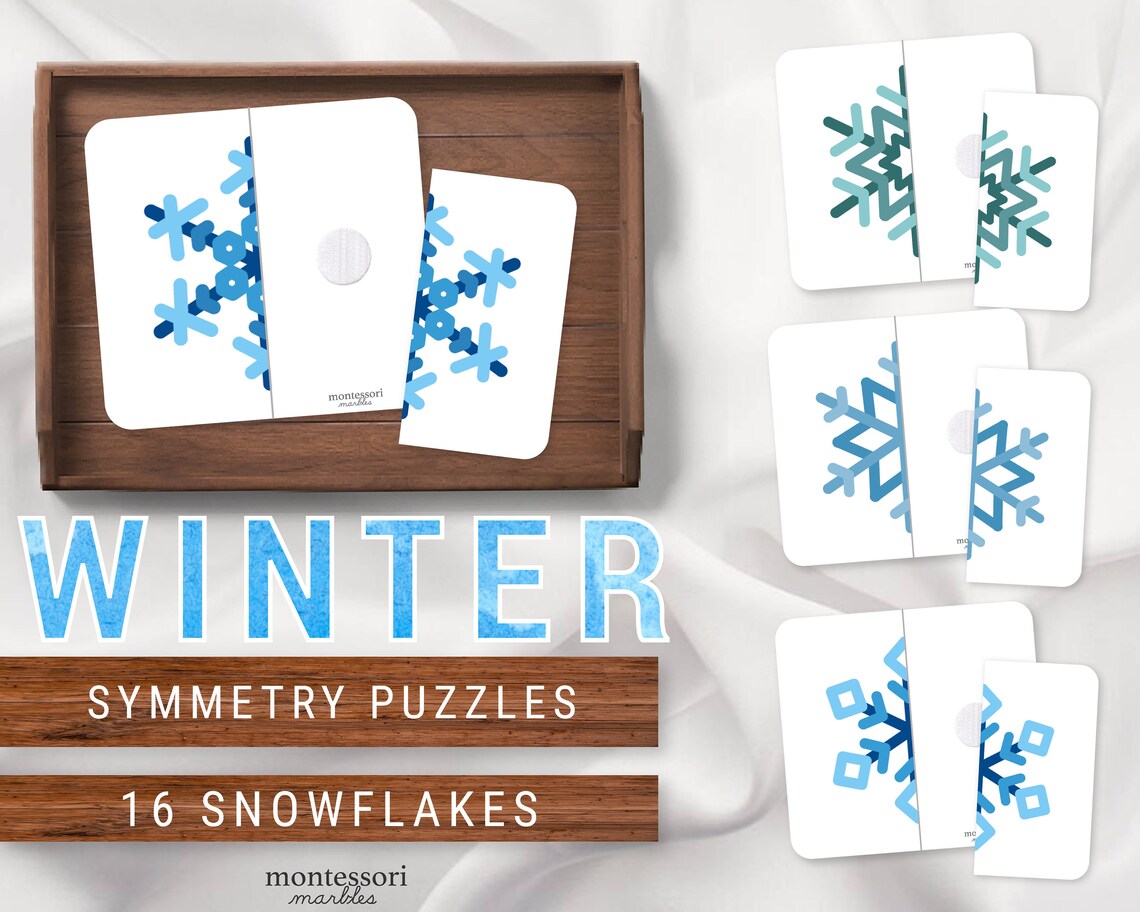 WINTER Complete the Snowflakes Symmetry Puzzles Montessori - Etsy