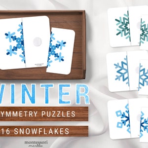 WINTER Complete the Snowflakes Symmetry Puzzles Montessori - Etsy