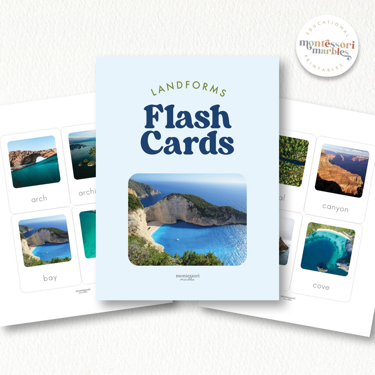 Landforms Flash Cards | Montessori Geography Learning | Real Photo ...