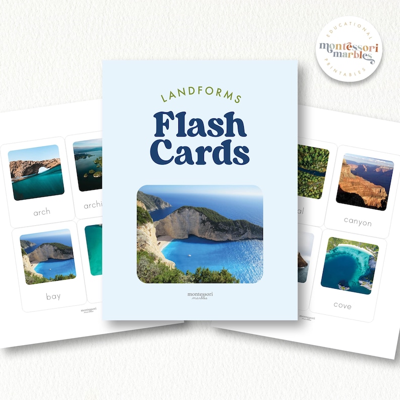 Landforms Flash Cards | Montessori Geography Learning | Real Photo ...
