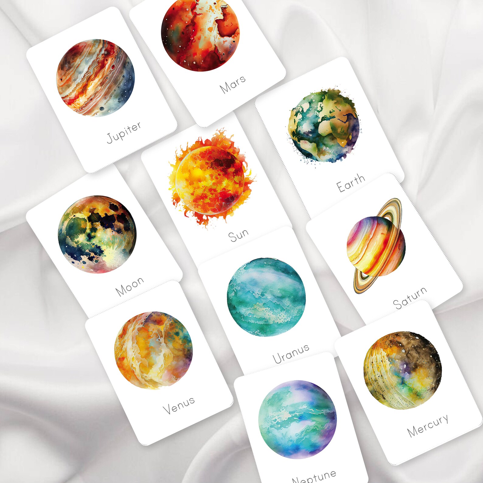 SOLAR SYSTEM Flash Cards 10 Flash Cards Montessori - Etsy