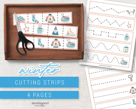 WINTER Cutting Strips Scissors Skills Cutting Skills Fine | Etsy
