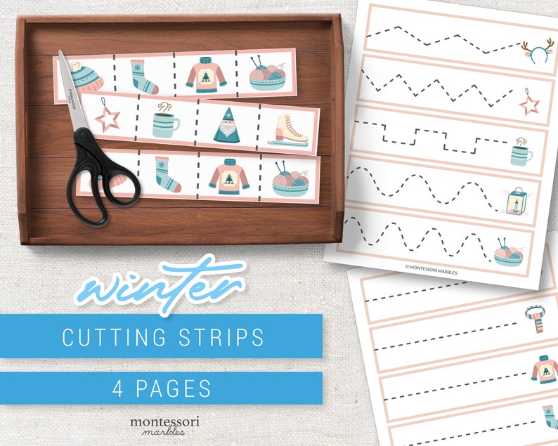 WINTER Cutting Strips Scissors Skills Cutting Skills Fine | Etsy
