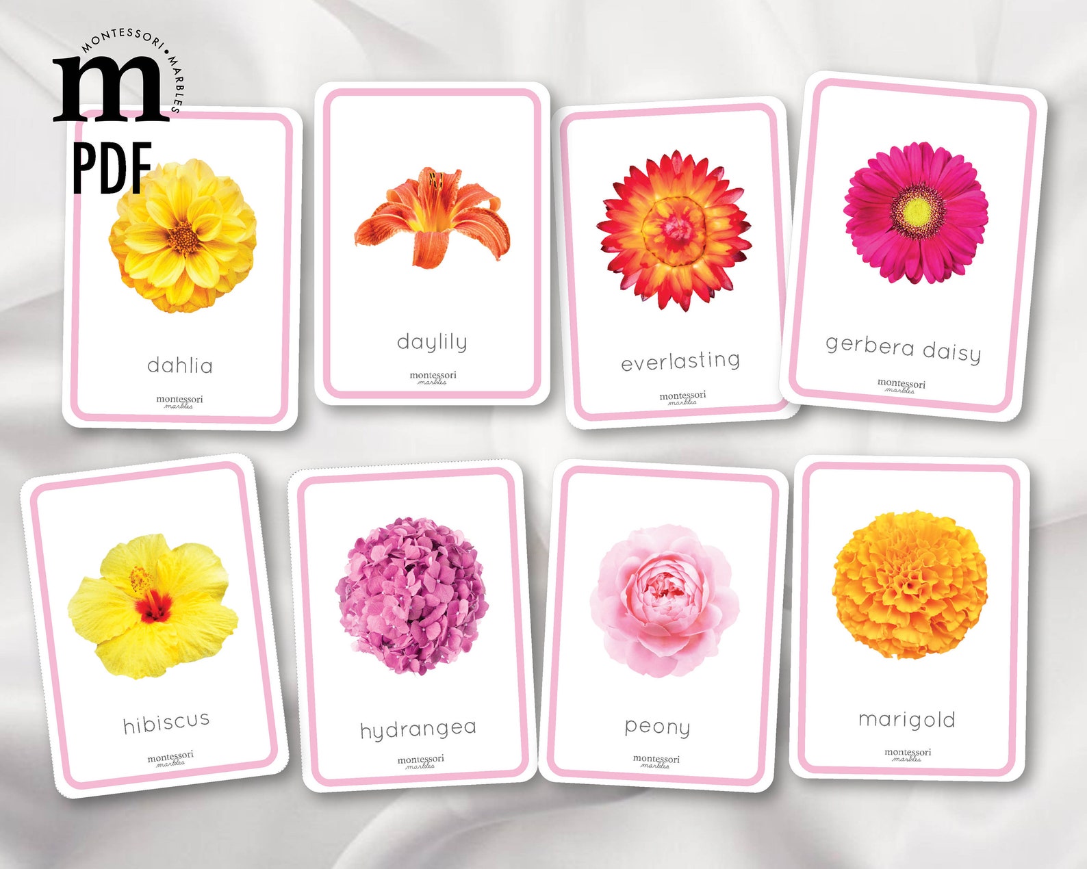 SPRING FLOWERS Flash Cards Montessori Inspired Printable - Etsy