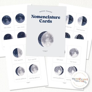 MOON PHASES Montessori Nomenclature Cards | Montessori at Home ...