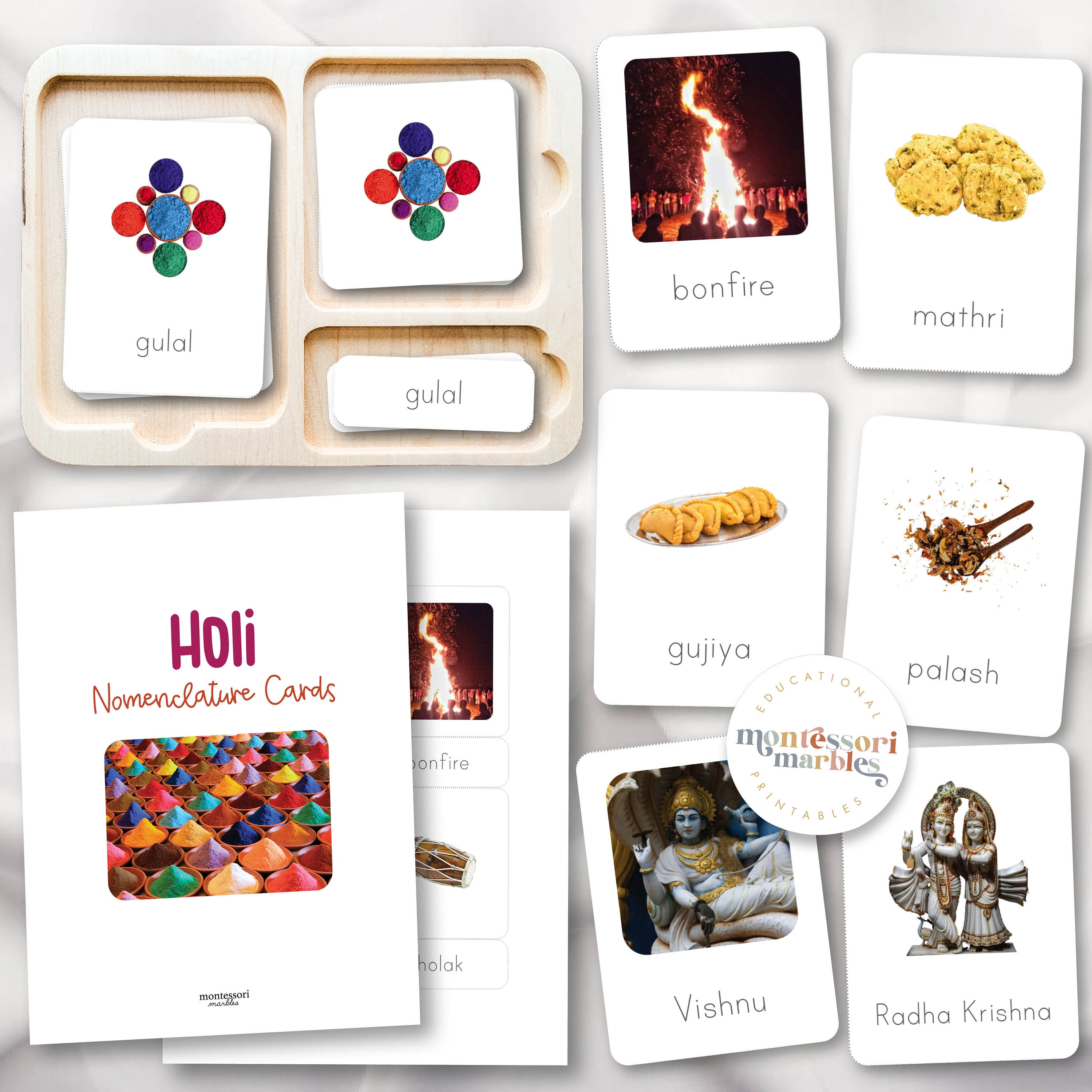 HOLI FESTIVAL Nomenclature Cards Montessori Inspired Printable Festival ...