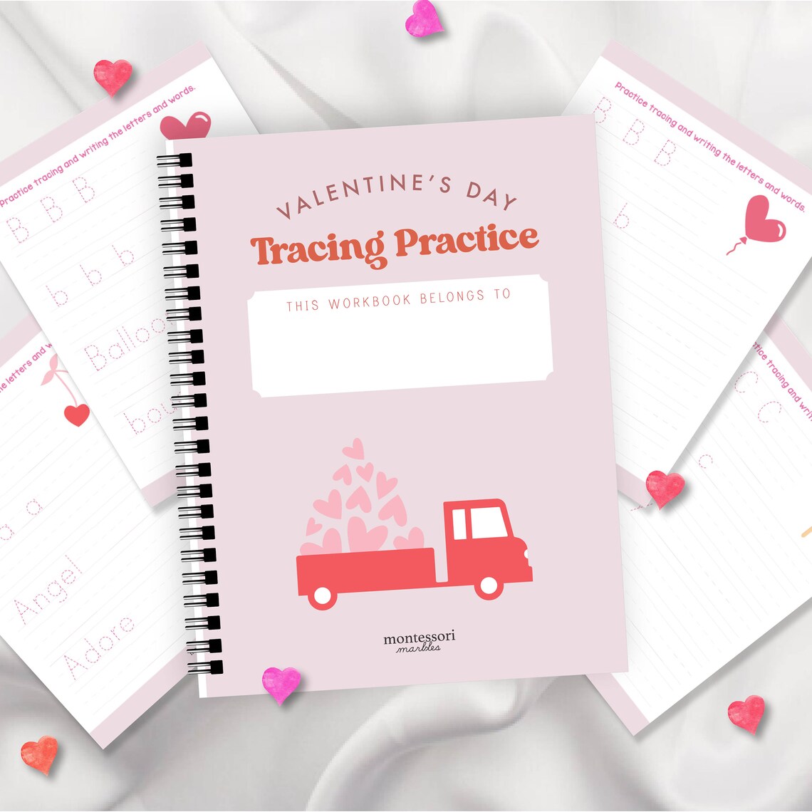 VALENTINE'S DAY Tracing Pages Handwriting Practice Workbook Fun ...