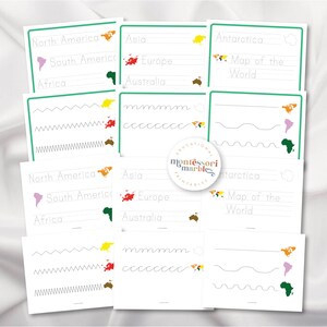 SEVEN CONTINENTS Tracing Names of Continents, Montessori at Home ...