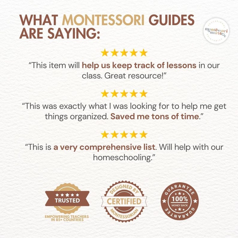 Complete Montessori Curriculum Ages 1-6 | Full-year Homeschool Planner ...