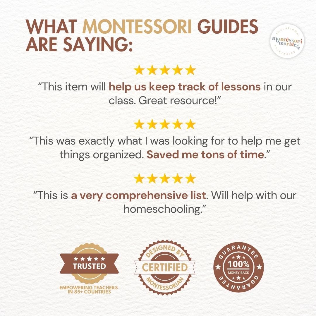 Complete Montessori Curriculum Ages 1-6 | Full-year Homeschool Planner ...