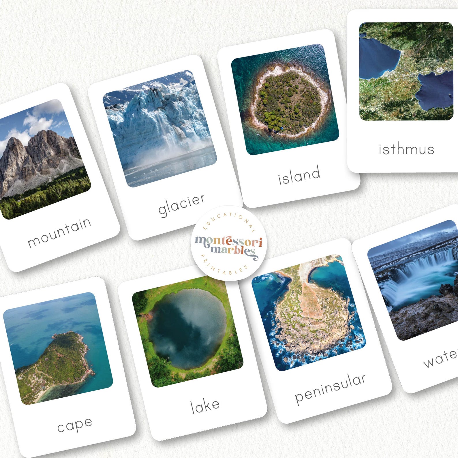 Landforms Flash Cards | Montessori Geography Learning | Real Photo ...